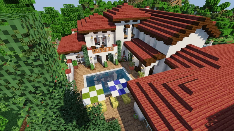 Spanish Style Villa - ⬇️ (Java/Bedrock/Schematic/Litematic) Minecraft Map