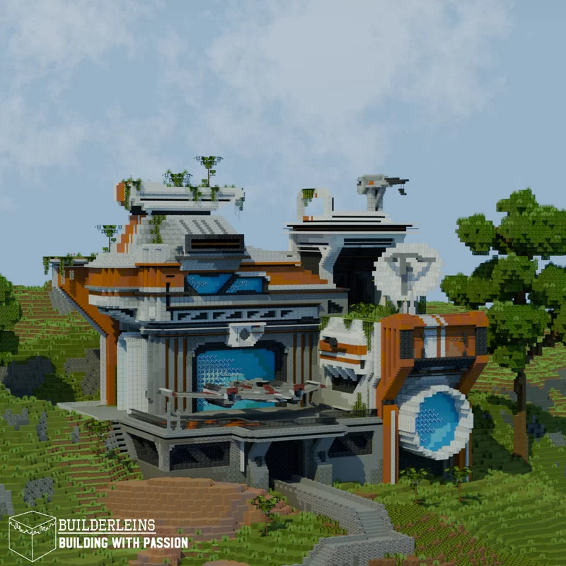 Overgrown scifi house Minecraft Map