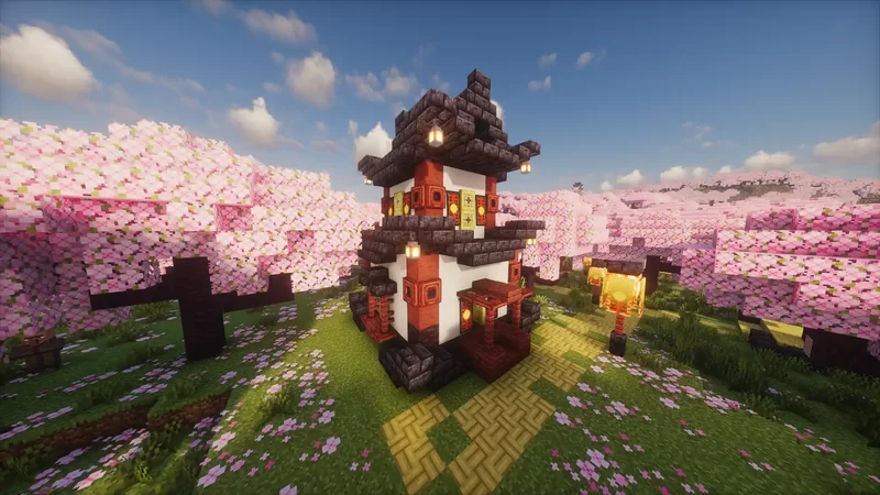 Japanese Cherry Blossom Village Minecraft Map
