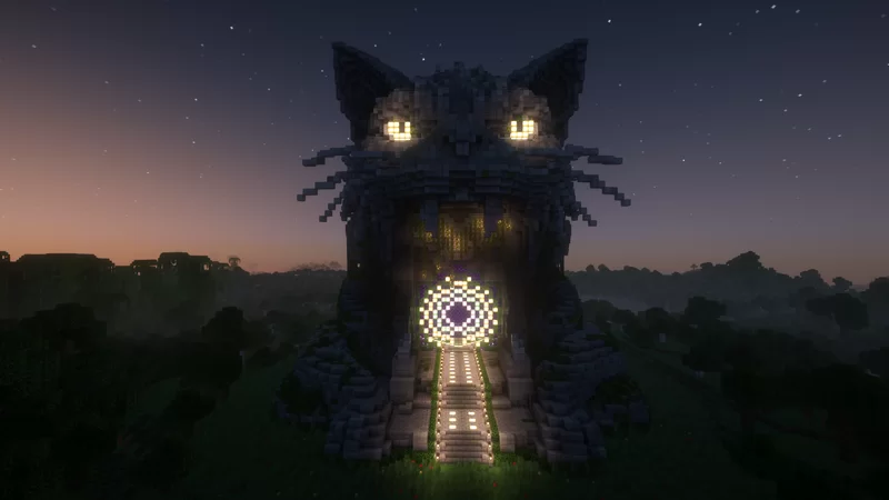 Minecraft Cat Head Nether Portal Statue Minecraft Map