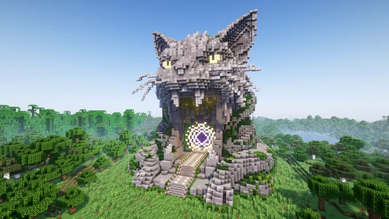 Minecraft Cat Head Nether Portal Statue Minecraft Map