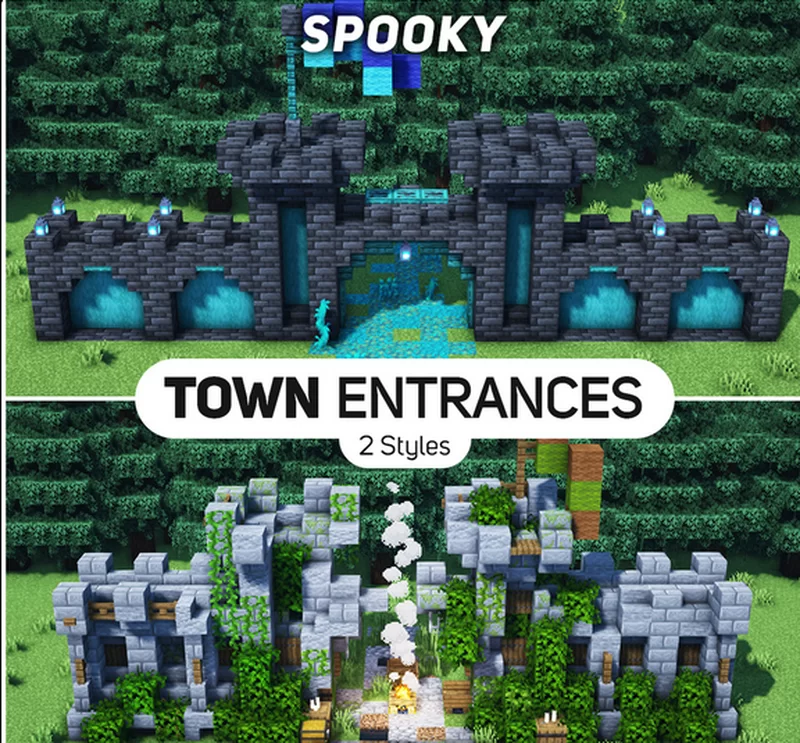 Town Entrances – Spooky & Ruined Styles (2 Variants) Minecraft Map