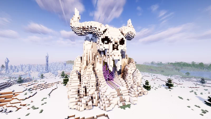Minecraft Skull |Snowy| Nether Portal Statue V06 Free Minecraft Map