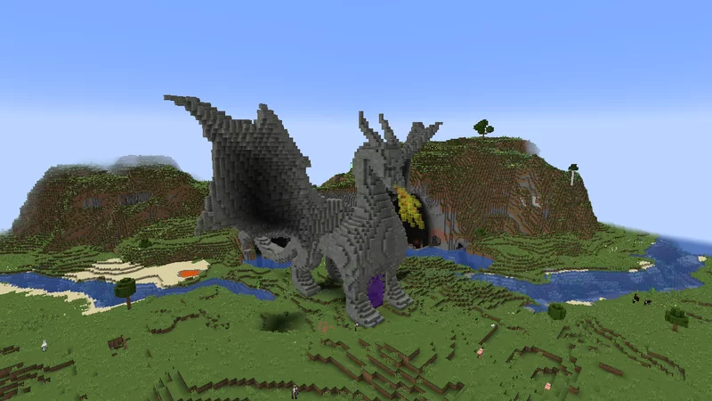 Minecraft Dragon Statue with Nether Portal / 3D ART MAP Minecraft Map