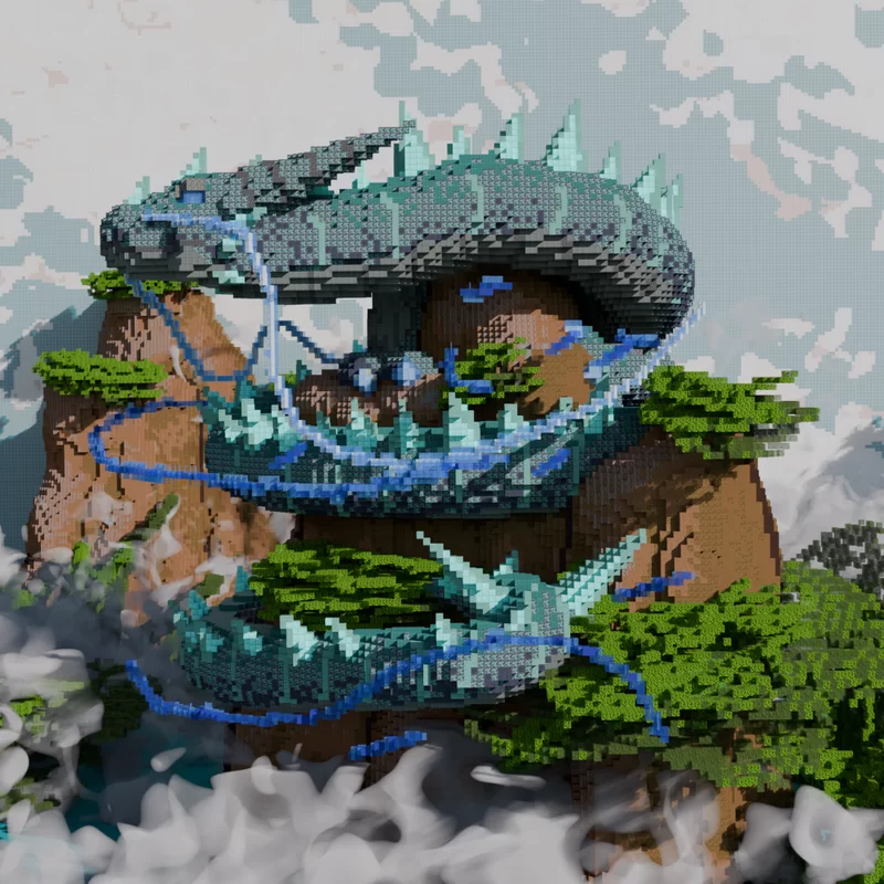 dragon drawing made into build Minecraft Map