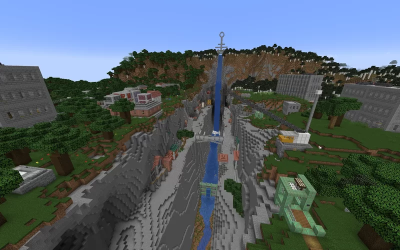 Weird village in a ravine Minecraft Map