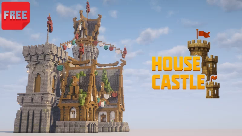 (FREE)🏰 House Castle (Full Interior) Minecraft Map