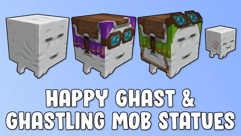 Happy Ghast & Ghastling Mob Statues Minecraft Map