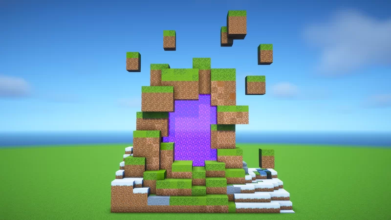 Nether Portal Grass Block Build Minecraft Map