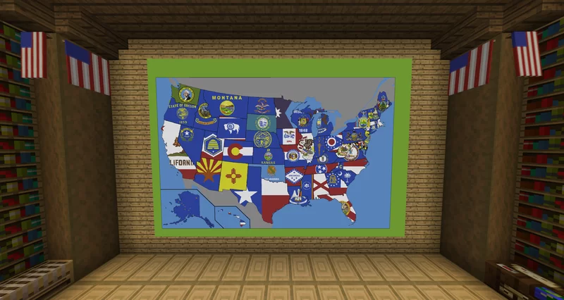 US States Flag Map [BEDROCK] Minecraft Map