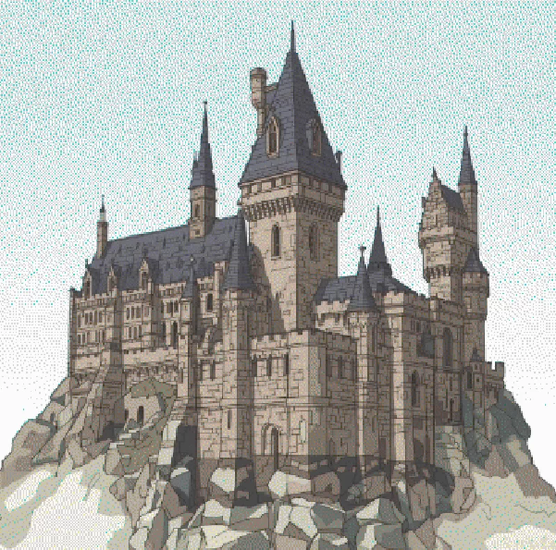 Castle Map Art 3D 3x3 Minecraft Map