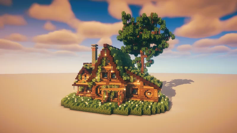 🌿🏰 Forest-Hidden Medieval House –Download! Minecraft Map