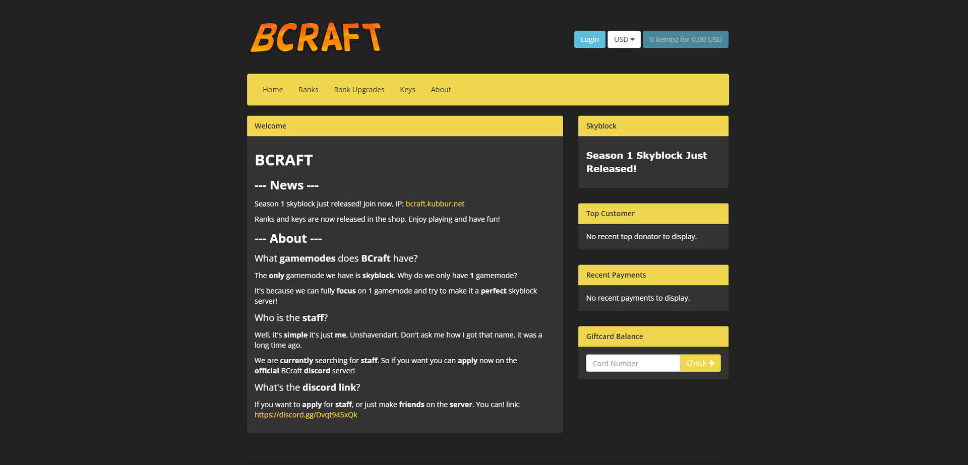 BCRAFT | SKYBLOCK Minecraft Server