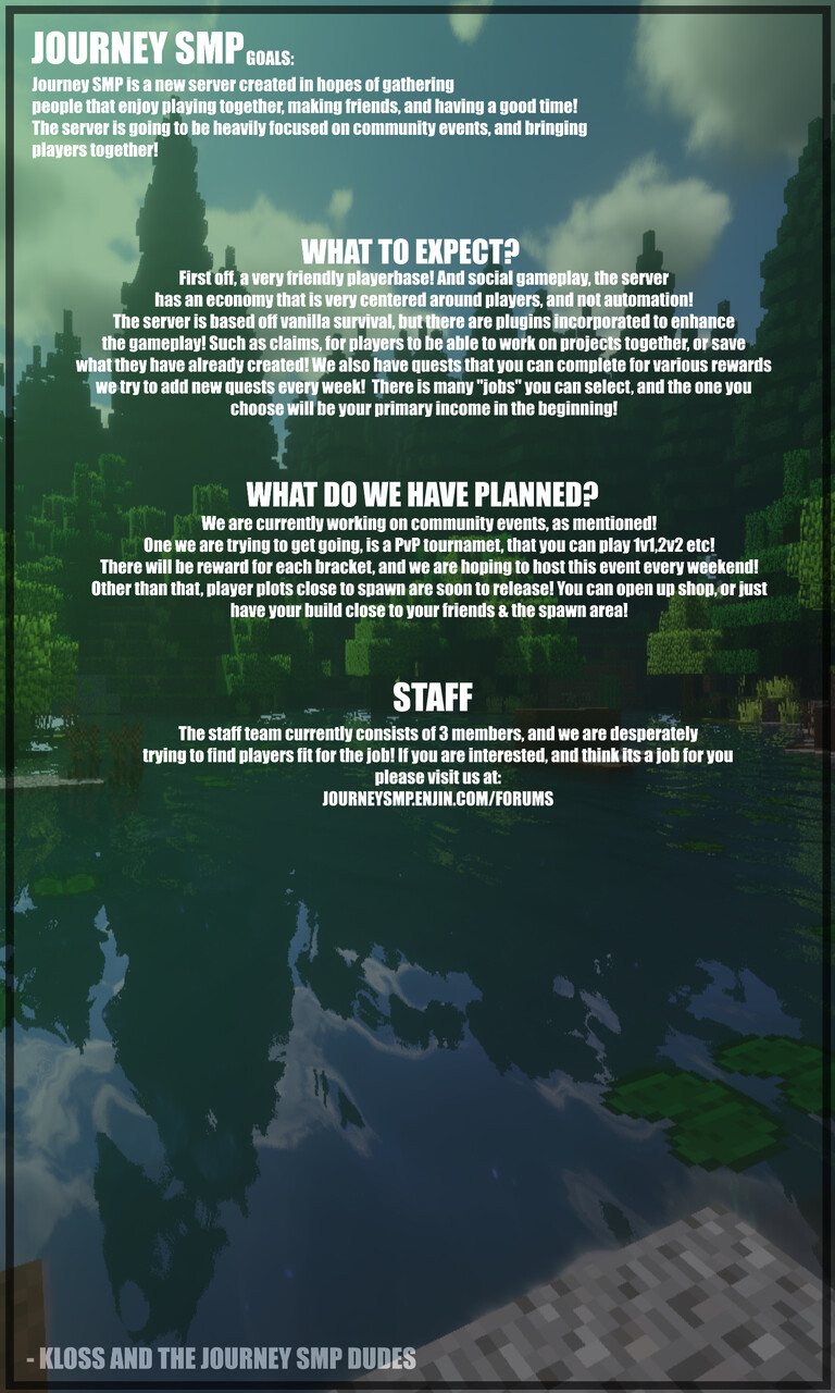 Journey SMP - ECO - QUESTS - PVP Minecraft Server