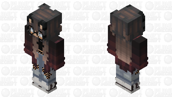 Cute Wolf Girl With Glasses Minecraft Skin