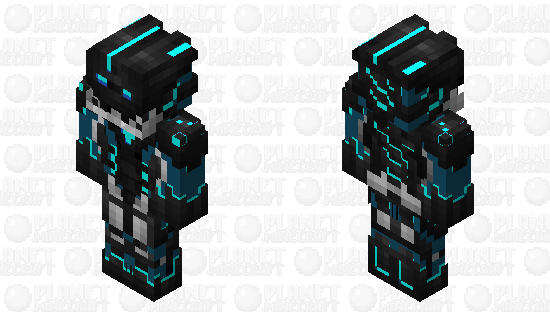 Blue Cyborg Minecraft Skin
