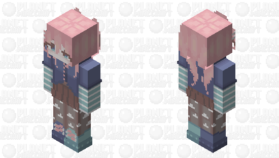 HD girl with pink ponytails and cloud stockings Minecraft Skin