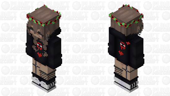 Girl With BBH Hoodie And Flower Crown Minecraft Skin