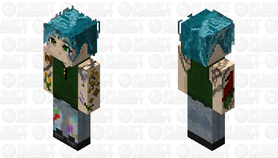 Blue Hair Tattoos Minecraft Skin