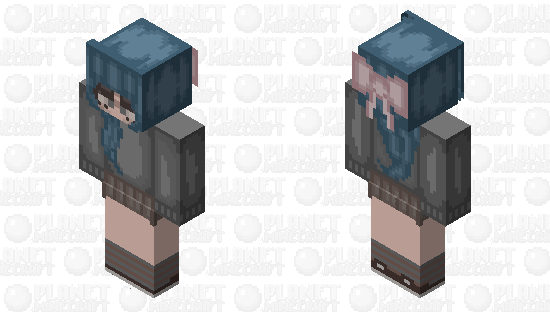 Blue hair aesthetic girl Minecraft Skin