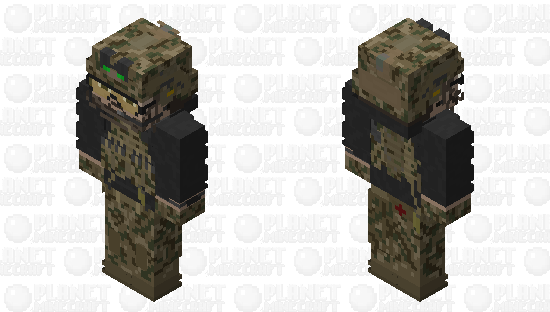 Black Hoodie half Multicam NVG kit (x128) Minecraft Skin