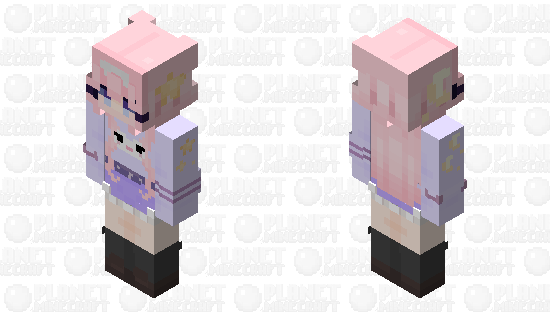 Cute pink hair girl w blue purple shirt :> Minecraft Skin