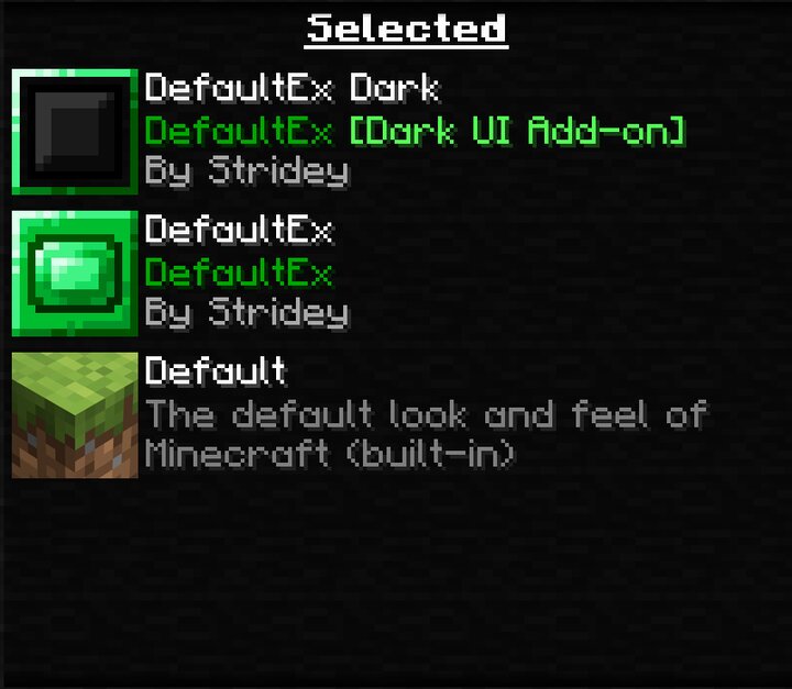 DefaultEx Dark Mode Minecraft Texture Pack