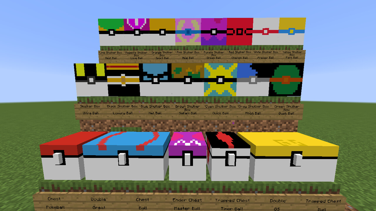 Pokeball Chests and Shulekrs Minecraft Texture Pack
