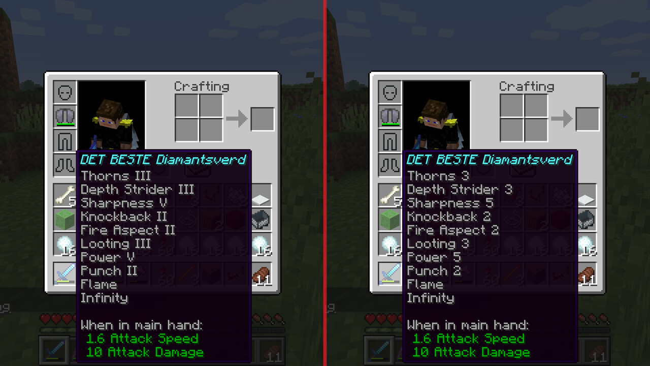 Latin numbers, to numeric numbers. Minecraft Texture Pack