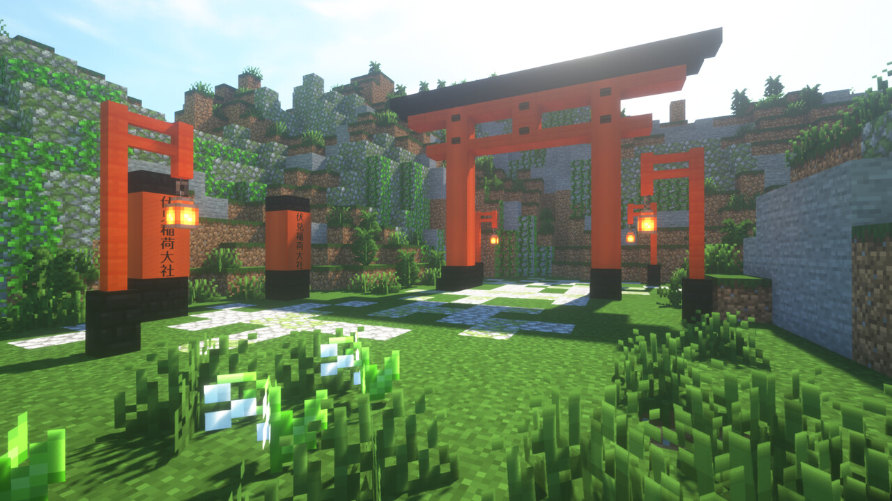 Arches of Inari |Torii gates improved| Minecraft Texture Pack