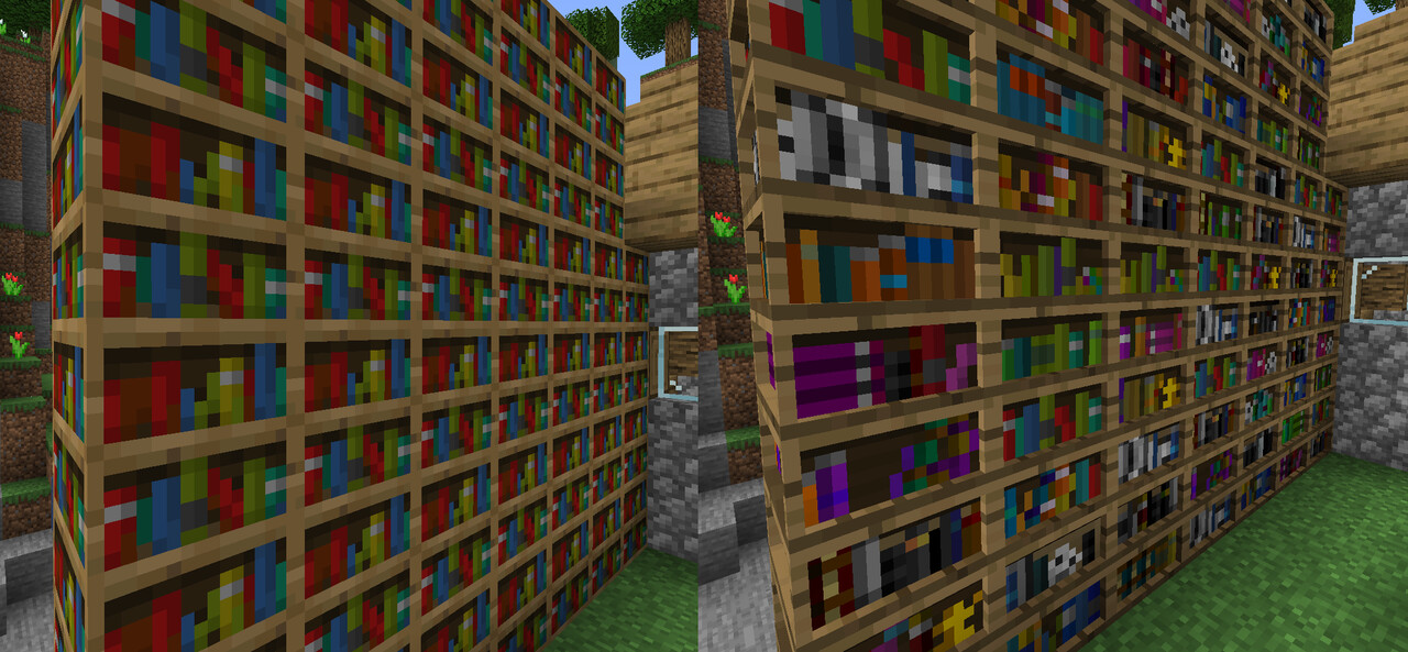 Vanilla+ | 225 Custom Bookshelves Add-On Minecraft Texture Pack