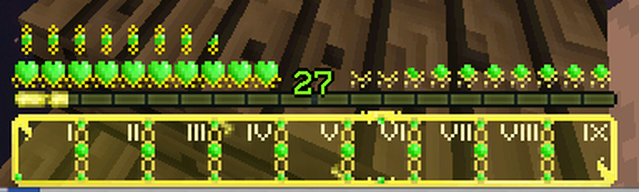 1.8.9+ Numbered Hotbar with Emerald/Gold Hearts Minecraft Texture Pack