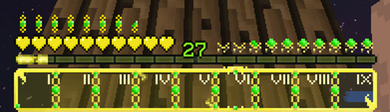 1.8.9+ Numbered Hotbar with Emerald/Gold Hearts Minecraft Texture Pack