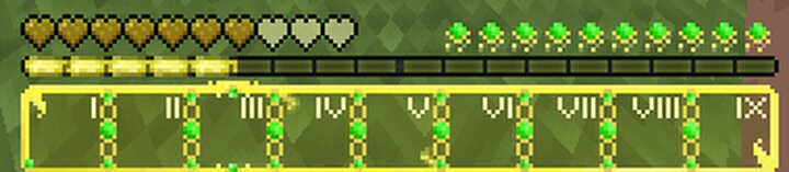 1.8.9+ Numbered Hotbar with Emerald/Gold Hearts Minecraft Texture Pack