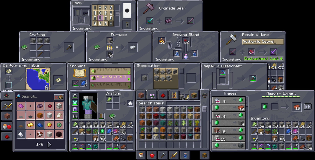 GUI Retextures (Dark mode, 1.8, 1.13-1.19.2) Minecraft Texture Pack