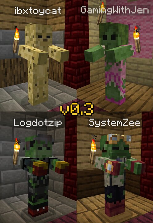 Youtuber Zombies v0.9 (Optifine) Minecraft Texture Pack