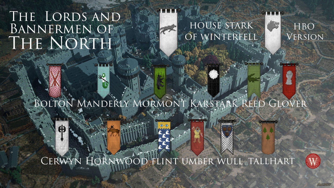 Westeroscraft - Banner Textures of the Lords and Bannermen of the North ...