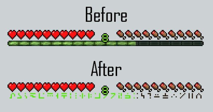 Exp Bar to Enchantment Text Minecraft Texture Pack