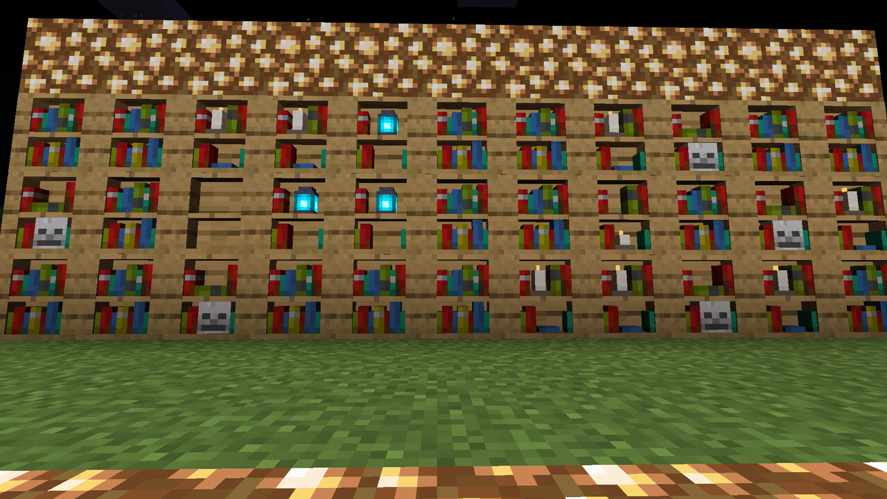 5 Variants of Spooky 3D bookshelf Minecraft Texture Pack