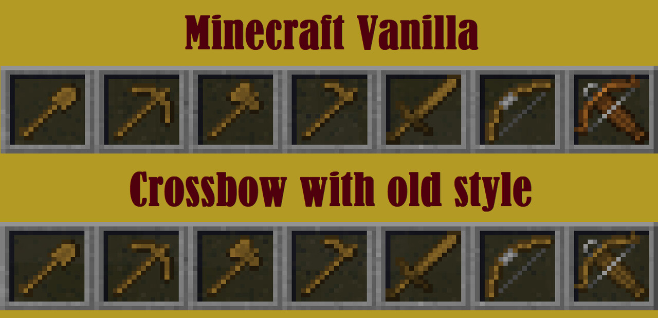 Crossbow with old style Minecraft Texture Pack