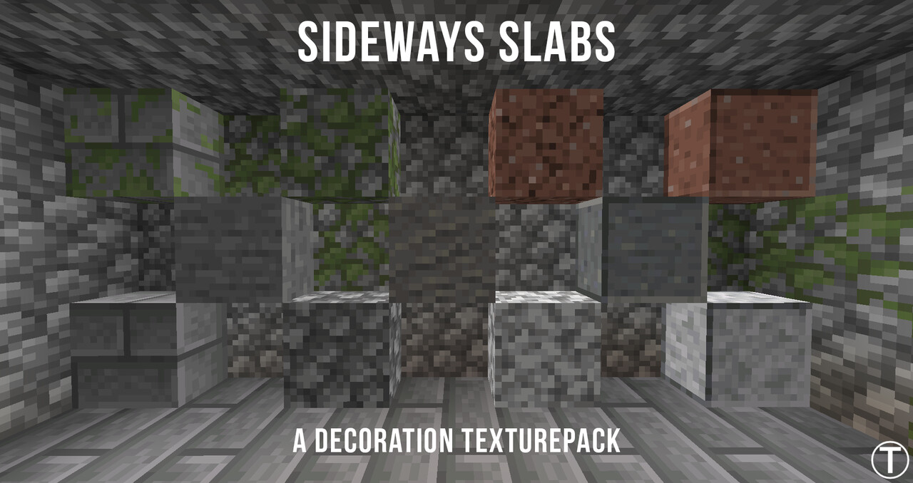 Sideways Slabs (Pure Vanilla) no blocks replaced Minecraft Texture Pack