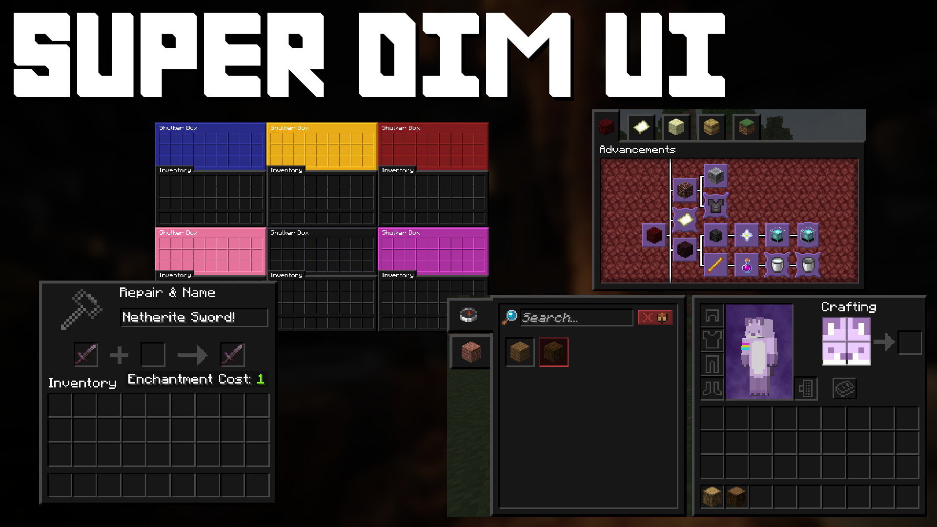 Super Dim UI (JAVA EDITION) Minecraft Texture Pack