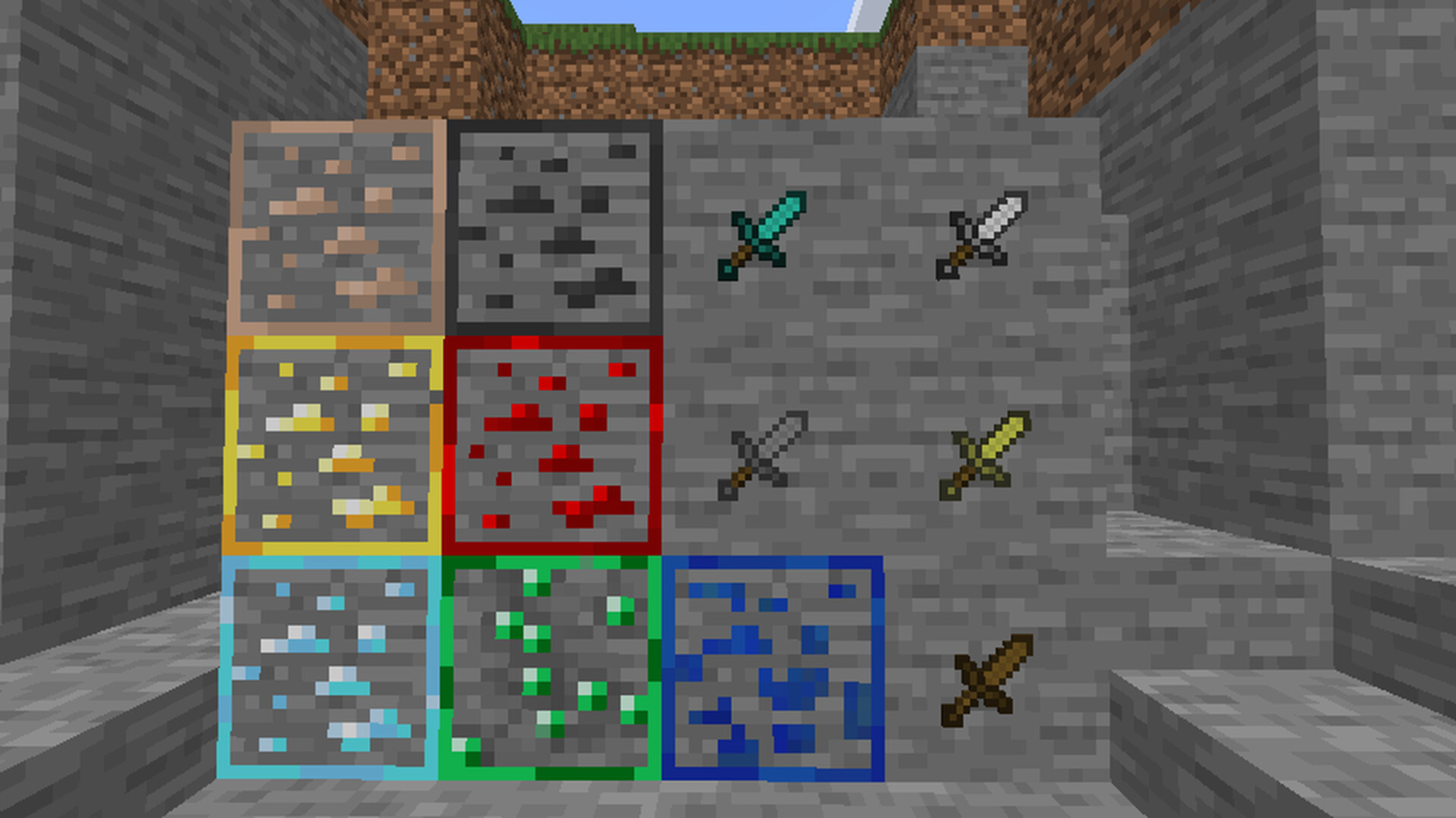 More visible ores+mini swords Minecraft Texture Pack