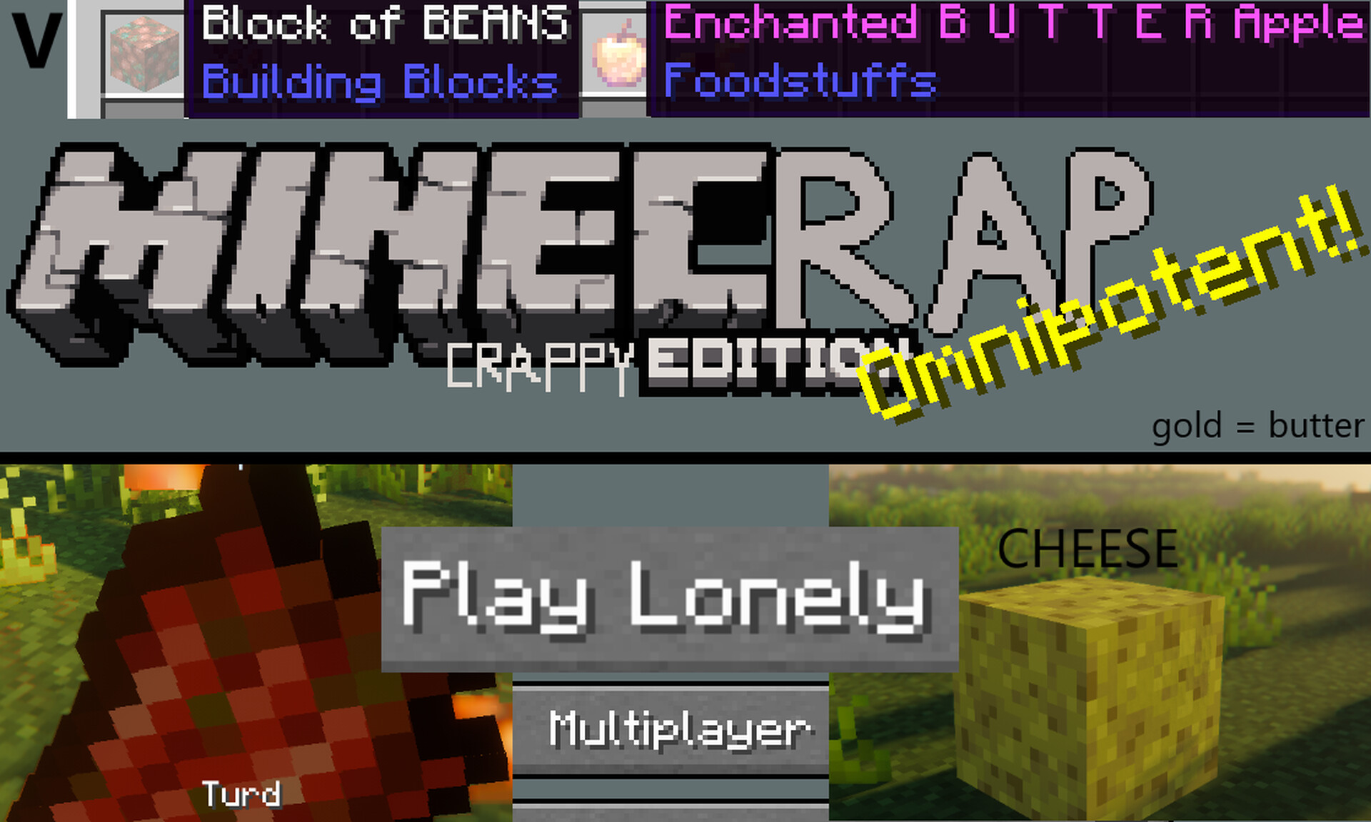 MineCrap : A rename meme pack Minecraft Texture Pack