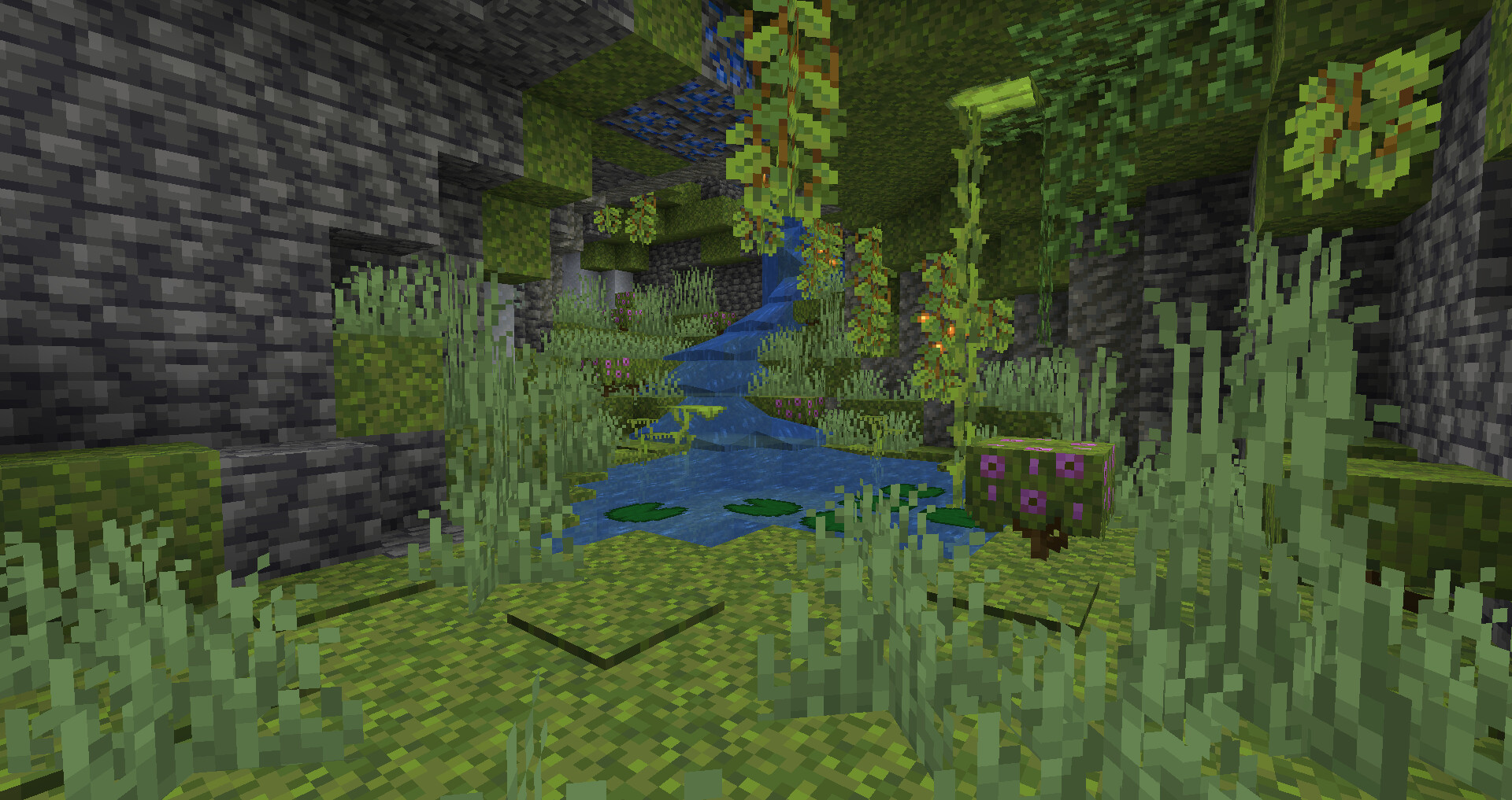 Lush caves are green. Minecraft Texture Pack