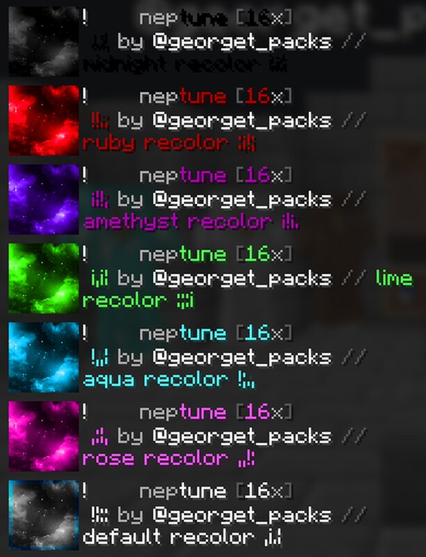 neptune 16x + 6 RECOLORS Minecraft Texture Pack