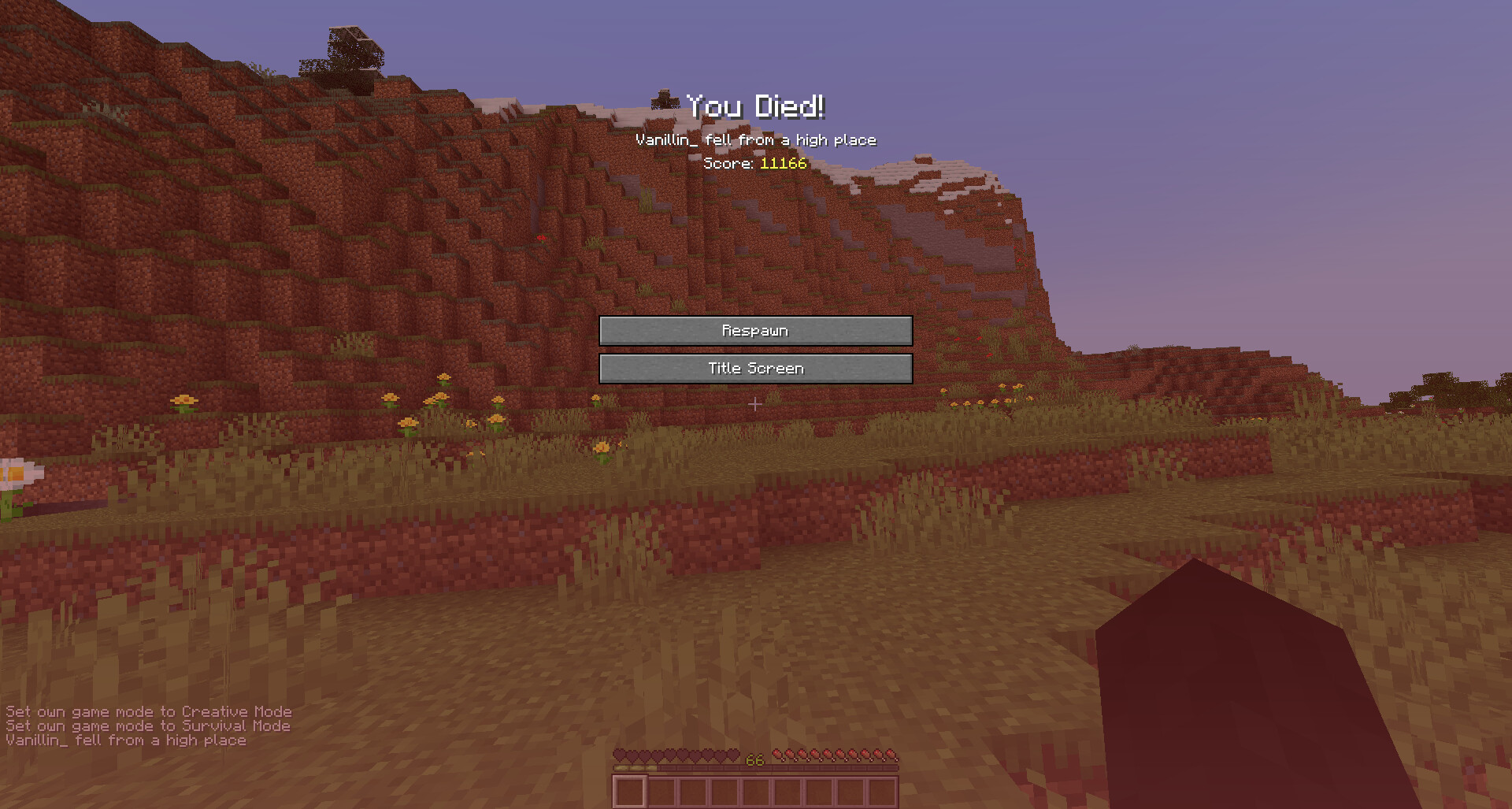 Uncapitalized Death Screen Minecraft Texture Pack