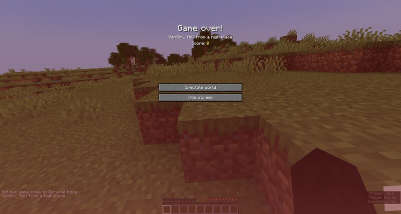 Uncapitalized Death Screen Minecraft Texture Pack