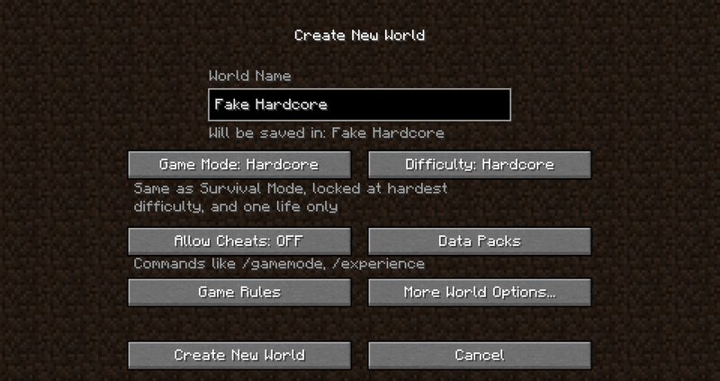 Fake hardcore Minecraft Texture Pack