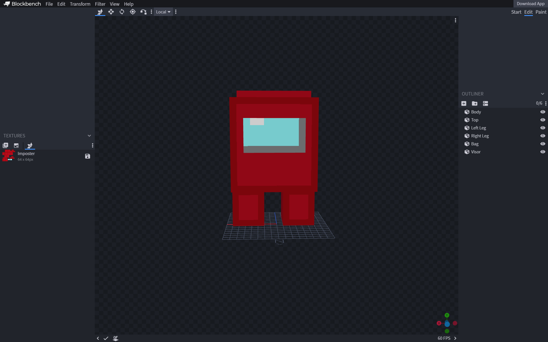 Among Us Crewmate/Imposter Model Minecraft Texture Pack